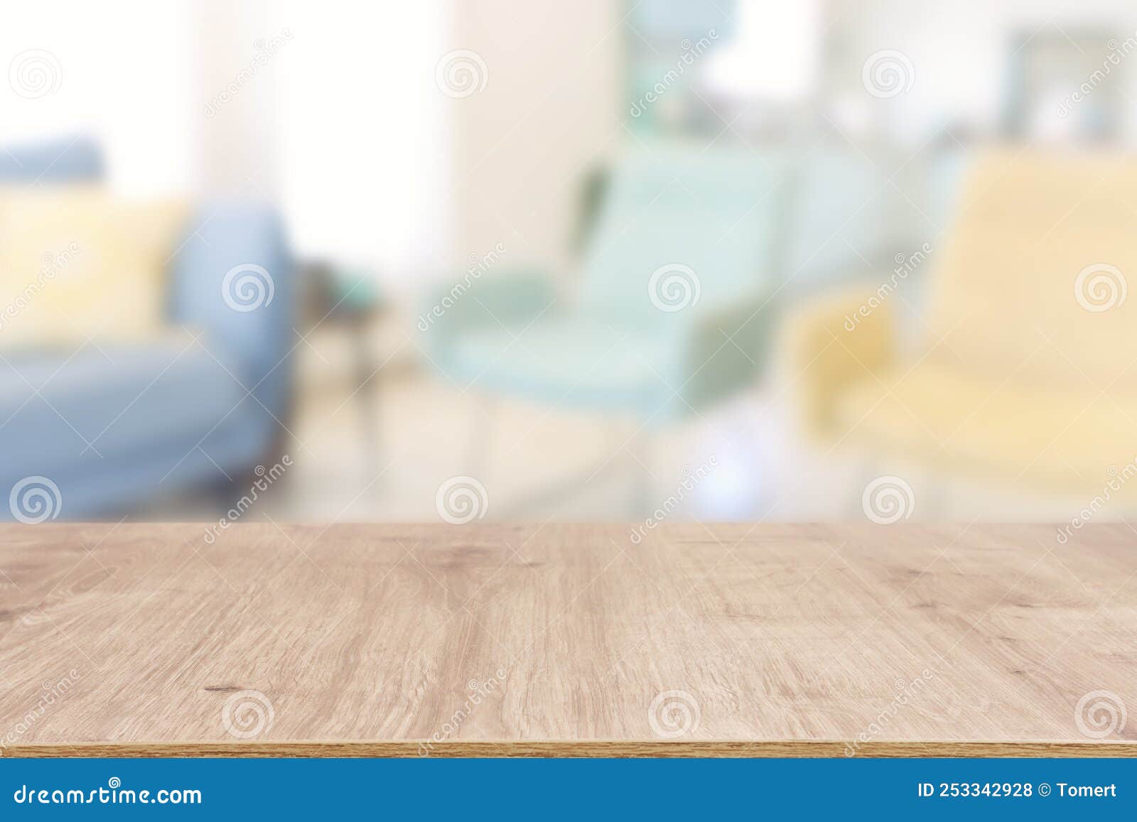 Wooden Empty Table in Front of Living Room Interior. for Product ...