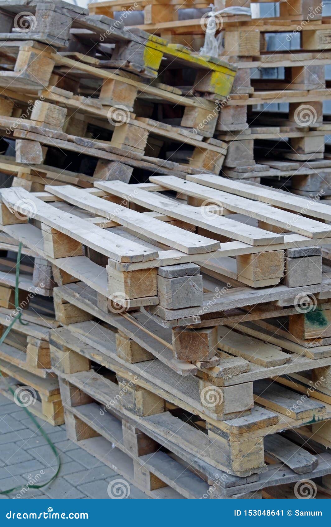 Wooden Euro pallets stock image. Image of pile, background - 153048641