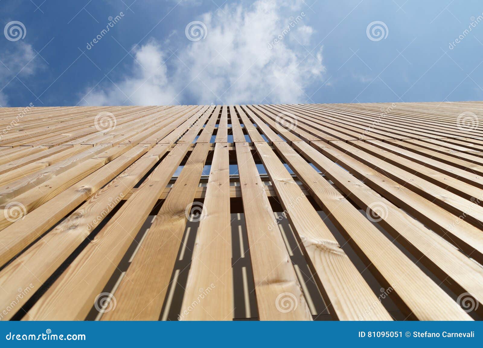 Wooden Facade Modern Perspective Stock Image - Image of slats, wood ...