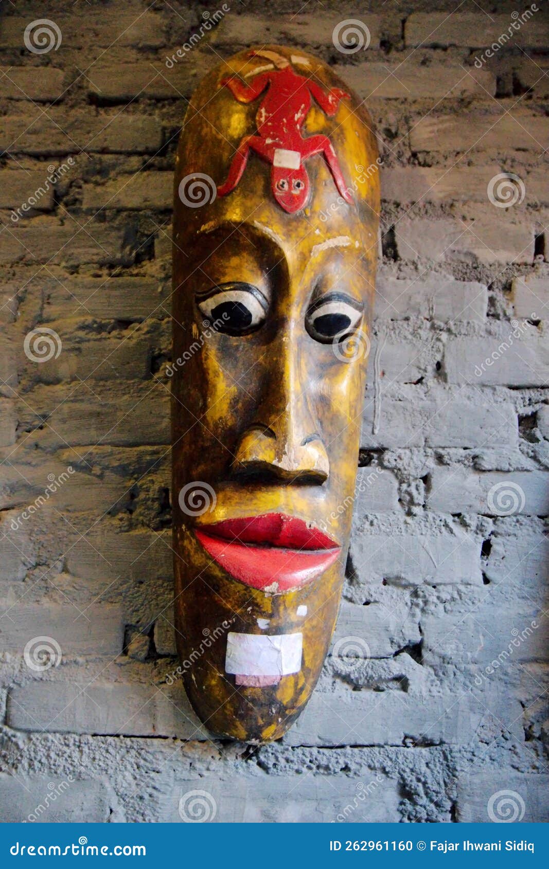 WOODEN FACE MASK, from JAVA, INDONESIA WALL DECORATION Stock Photo ...