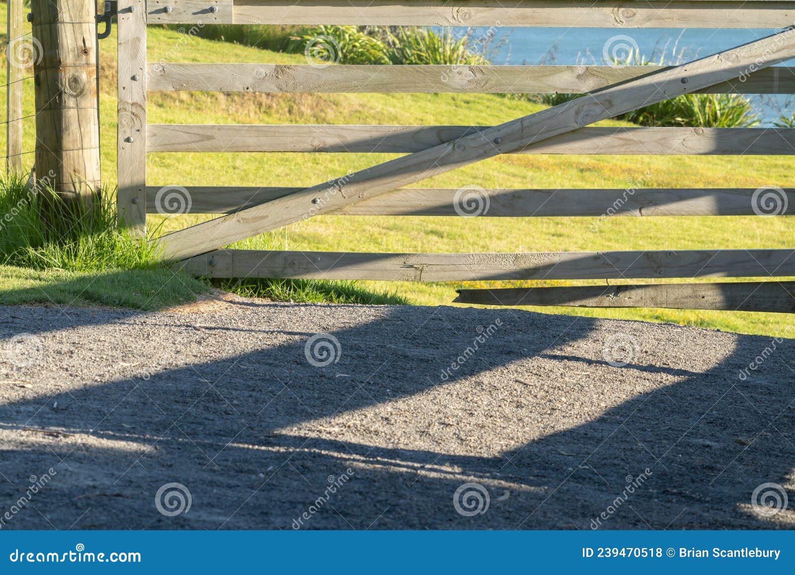 Wooden Farm Gate and Shadow of Leading Lines Stock Photo - Image of ...