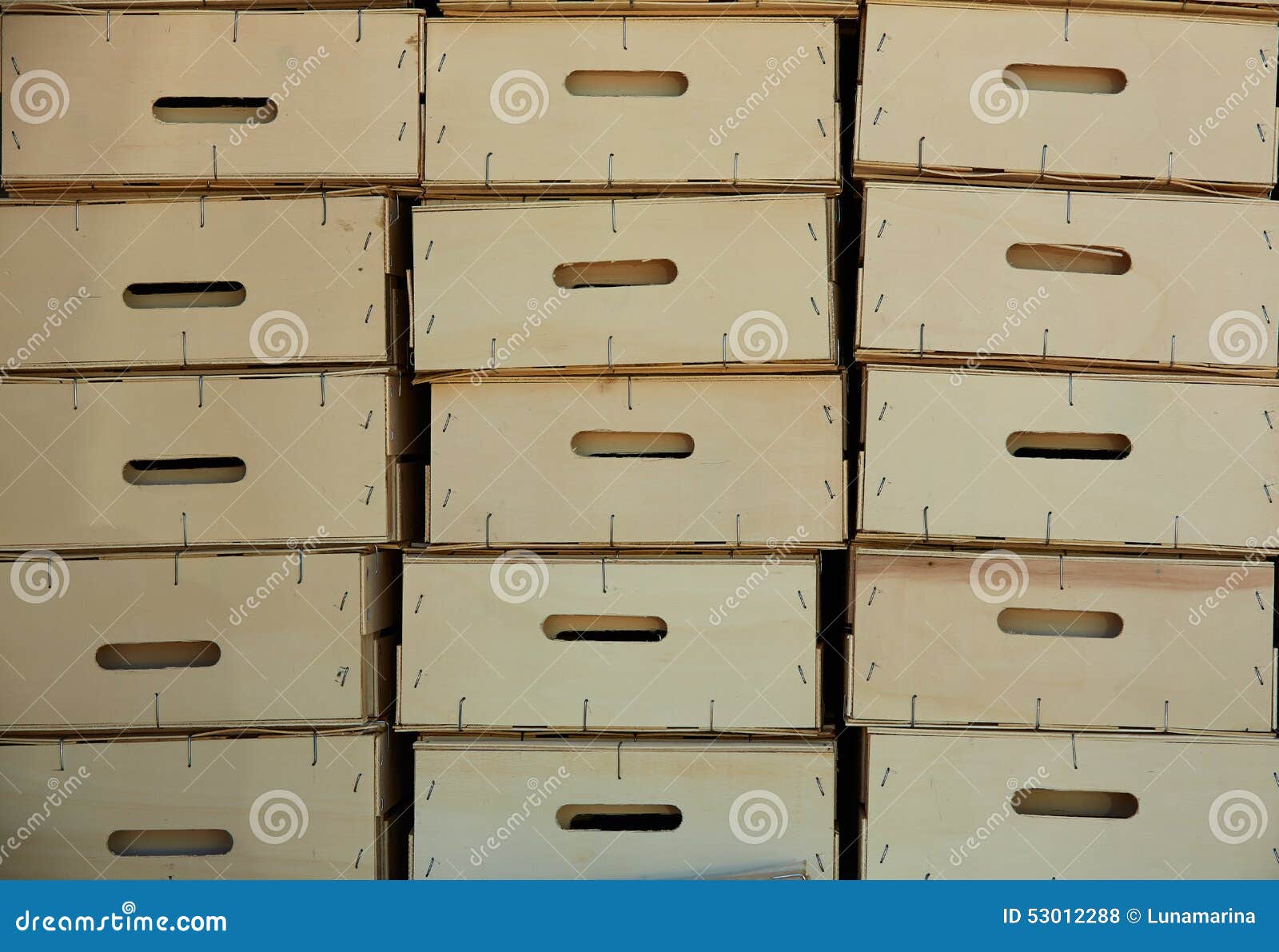 Wooden Farmer Harvest Boxes Stacked in Rows Stock Photo - Image of ...