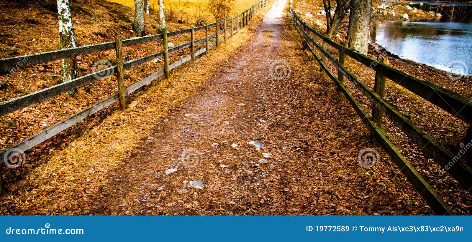 Wooden fence along a path stock image. Image of fences - 19772589