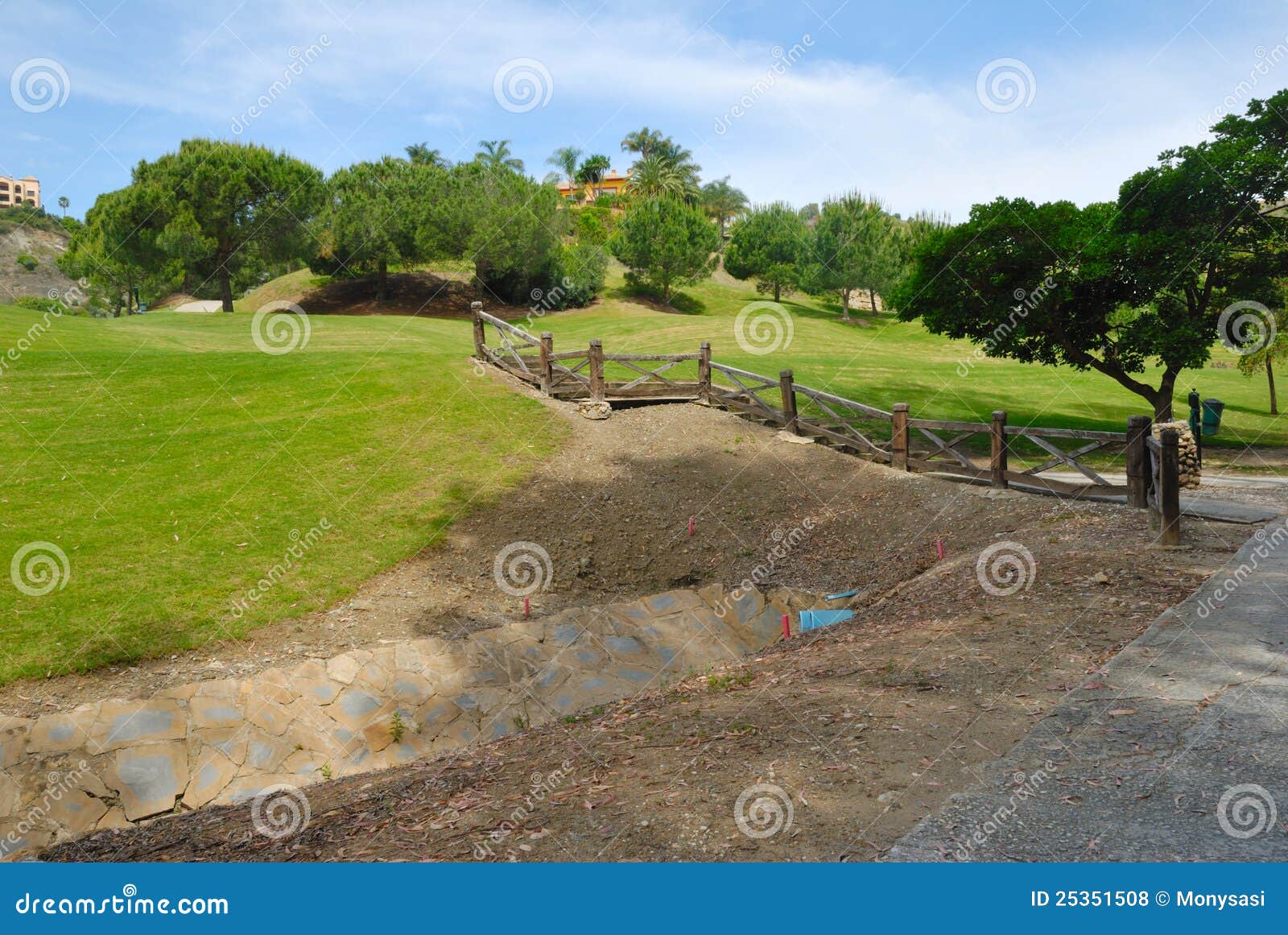 Wooden Fence on the Golf Course Stock Photo - Image of andalusian ...