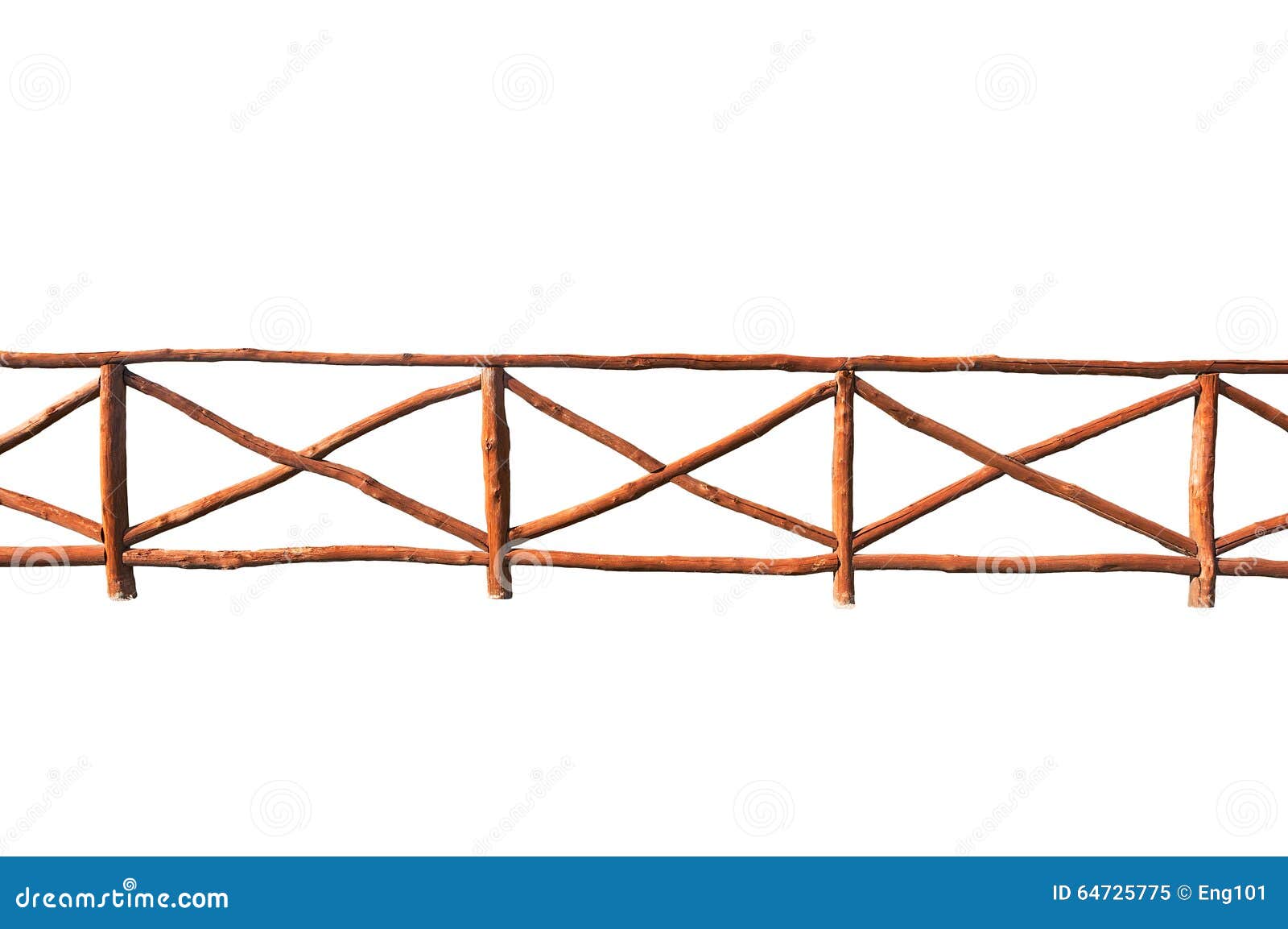 Wooden Fence Isolated on White Background Stock Image - Image of brown ...