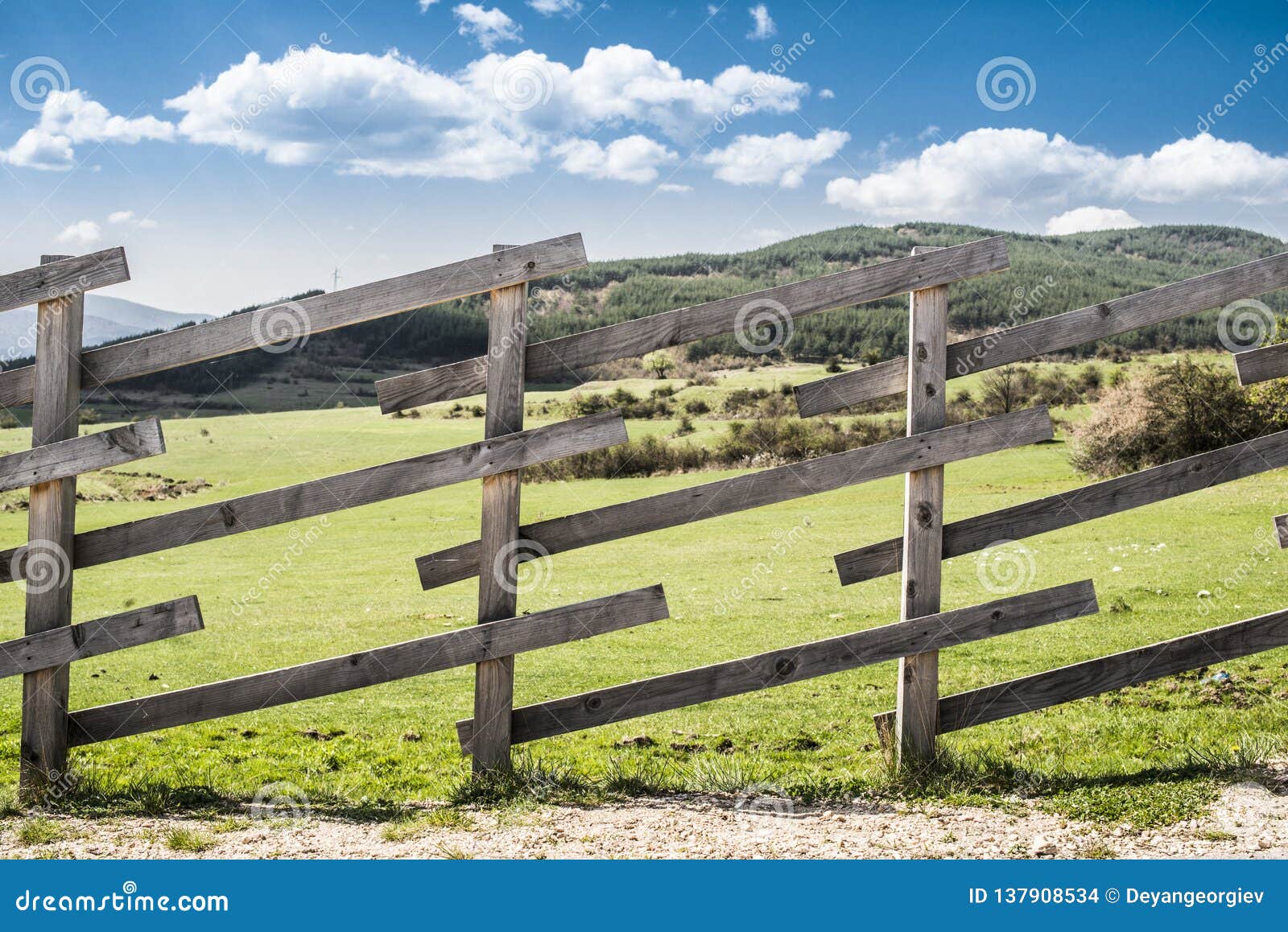 Wooden Fence on a Mountain Ranch Stock Photo - Image of field, ranch ...