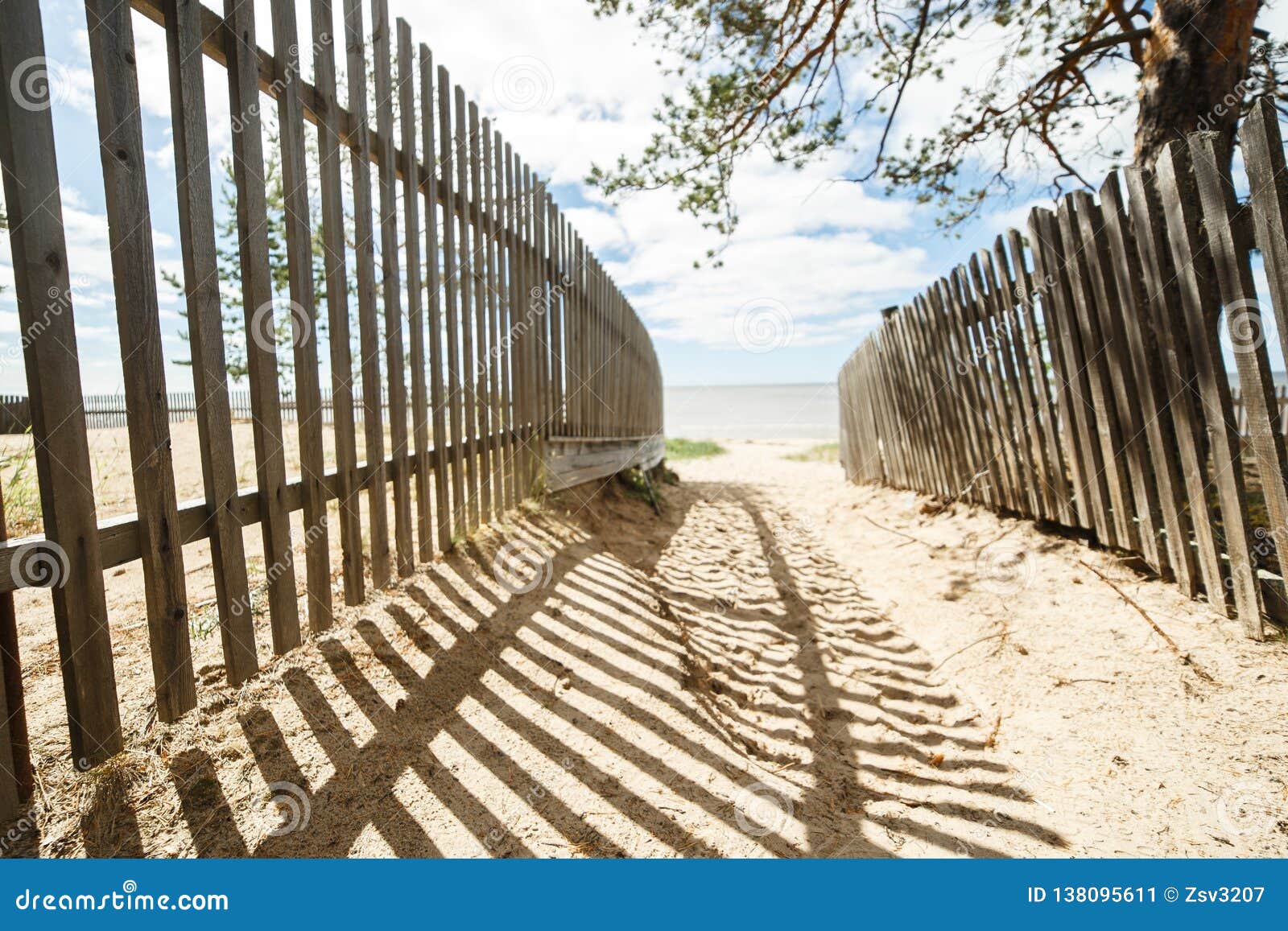 Wooden Fence with Rhythmic Shadow in the Sunlight Stock Image - Image ...