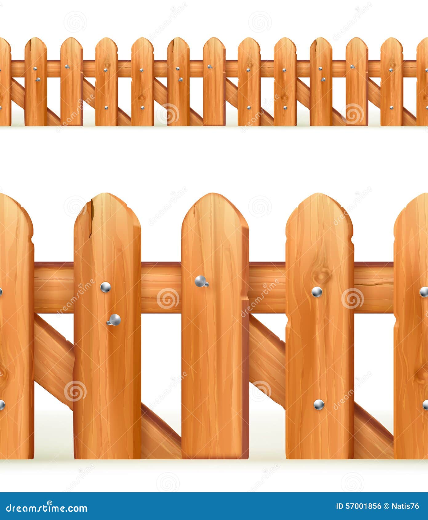 Wooden Fence Seamless Border Stock Vector - Illustration of object ...