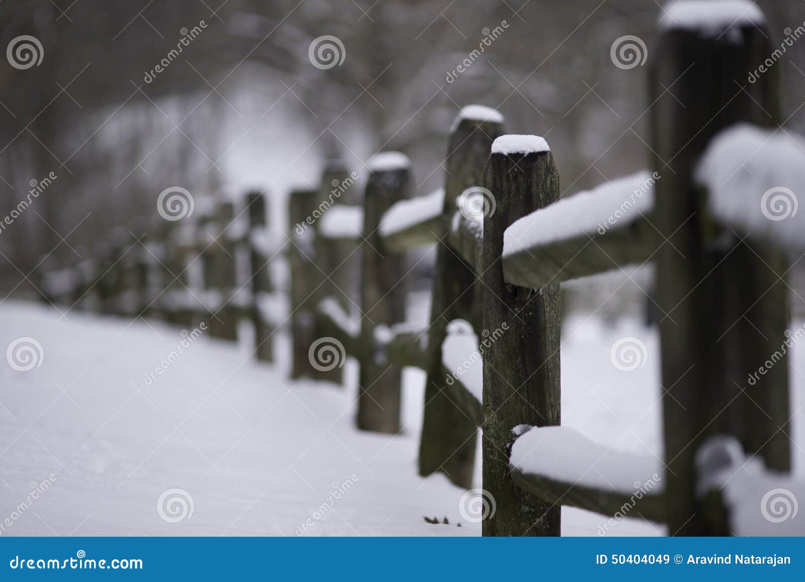 Wooden Fence and Snow. stock image. Image of fence, bokeh - 50404049