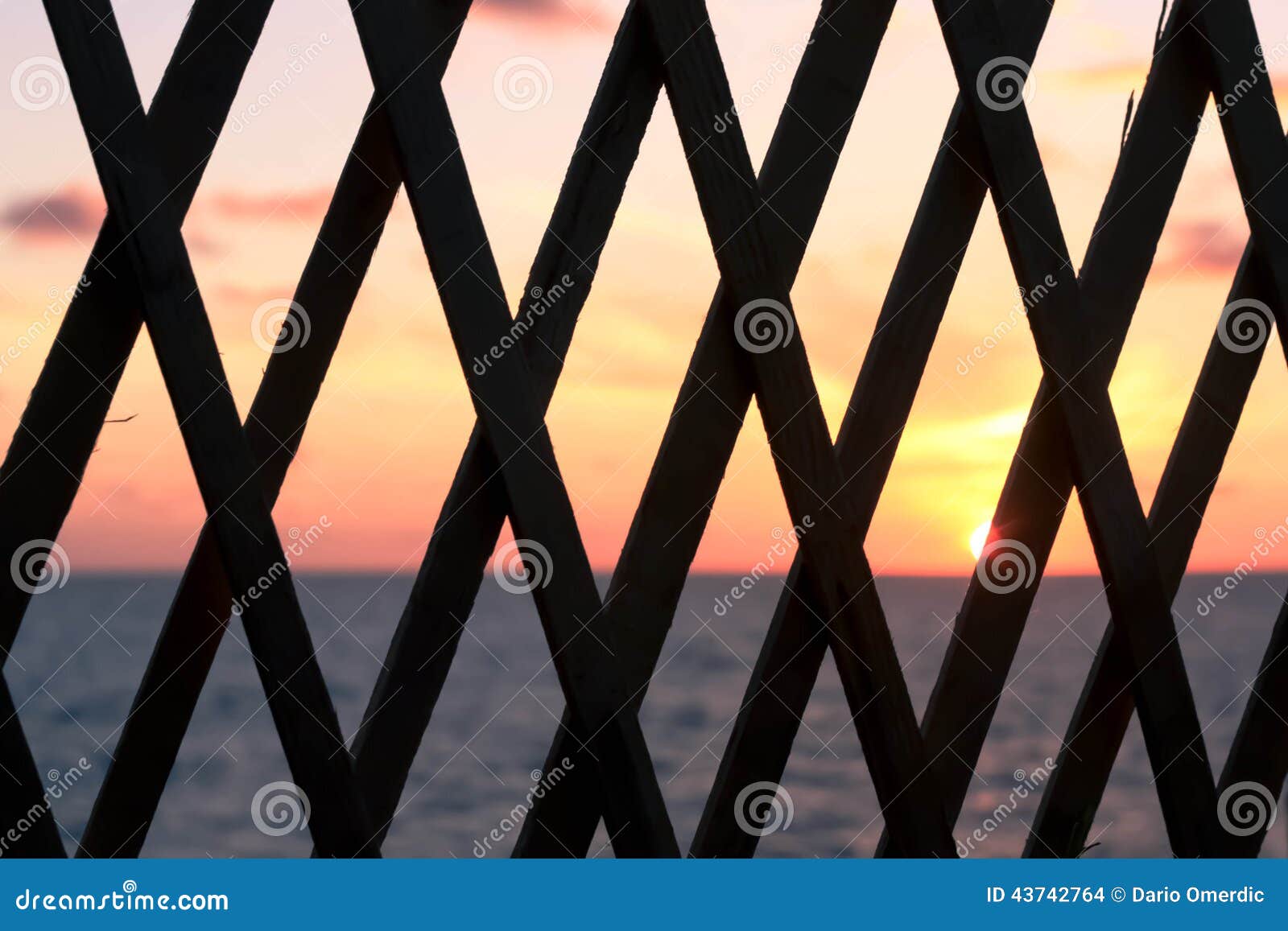 Wooden Fence with Sunset View Stock Photo - Image of vacation, water ...