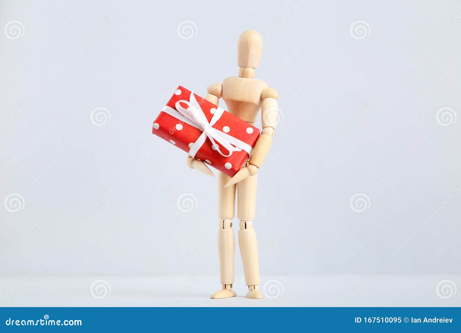 Wooden Figure with Gift Box Stock Image - Image of people, celebrate ...