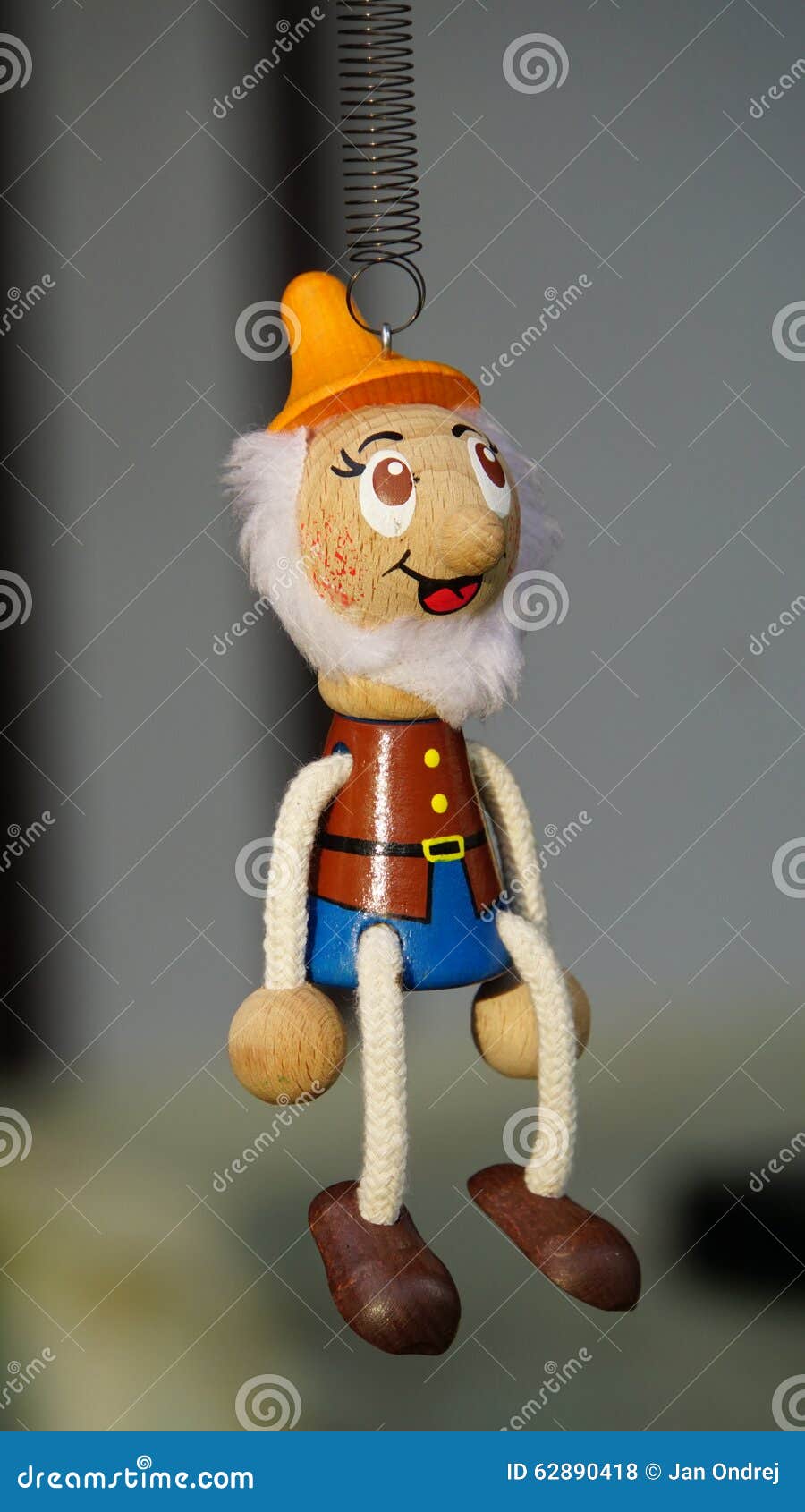 Wooden Figure Hanging on the Spring Stock Photo - Image of figure, toys ...