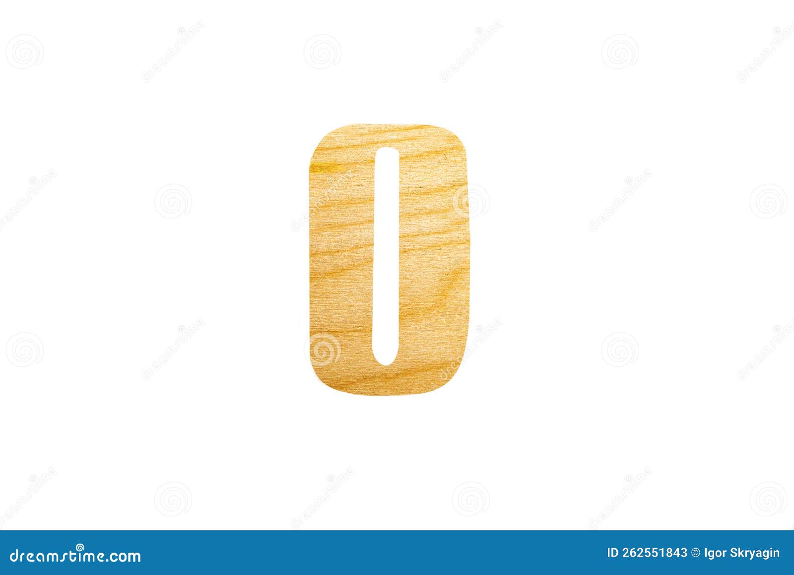 Wooden Figure Number Zero with Shadow Isolated on White Background ...