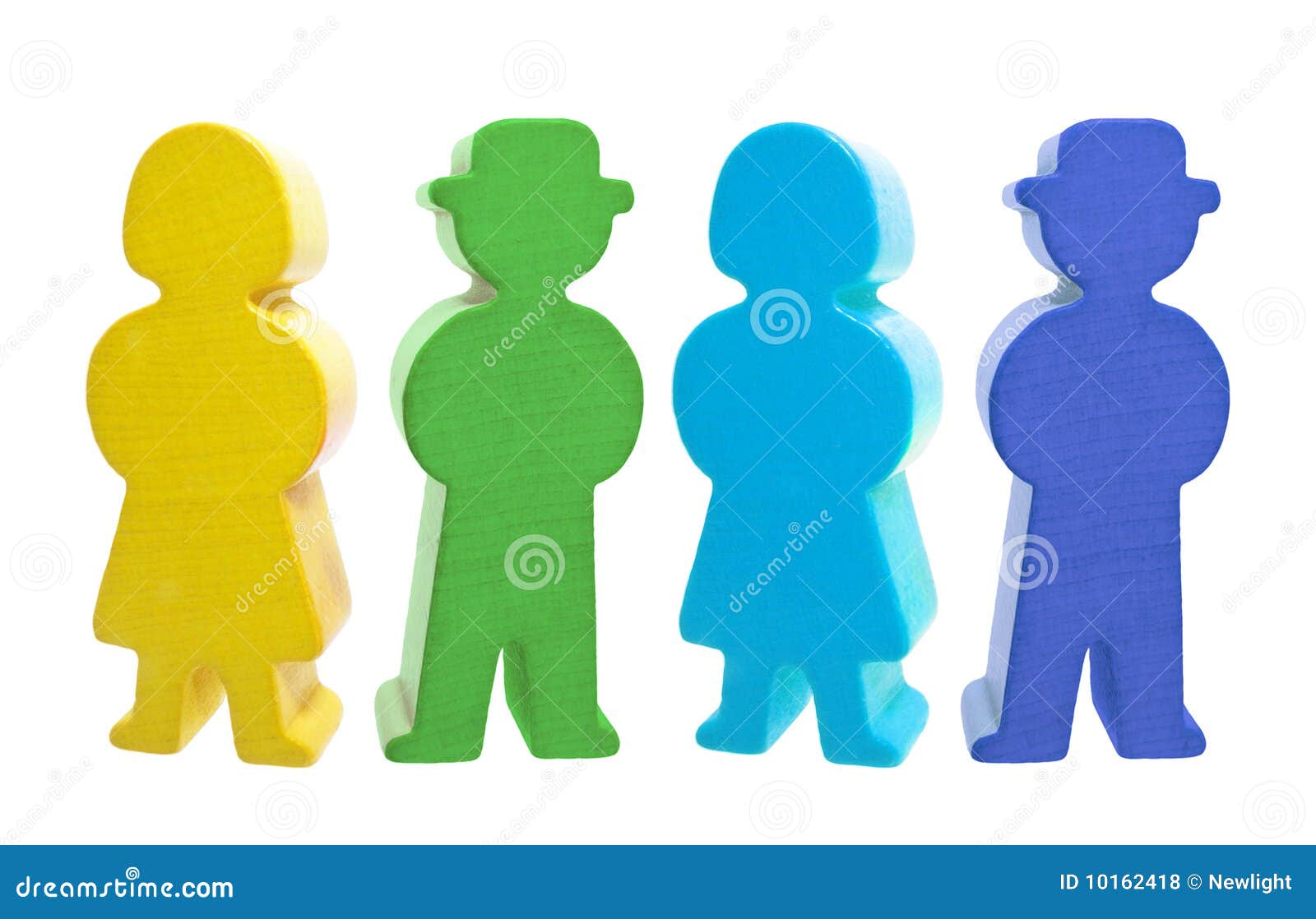 Wooden Figures As A Group Listening To Blue And Green Figures Giving ...