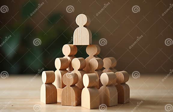 Wooden Figures Create Pyramid Shape. Leadership, Teamwork Concept ...