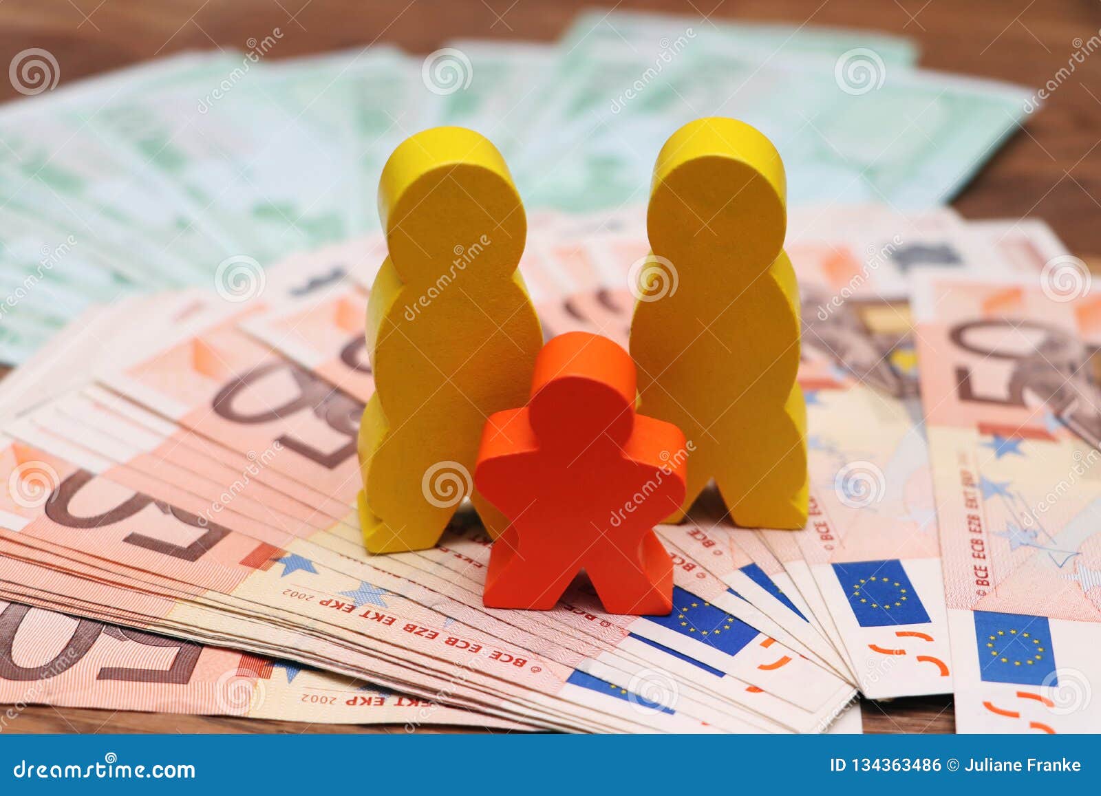 Family Figures with Money Euro Hundred Stock Photo - Image of banking ...