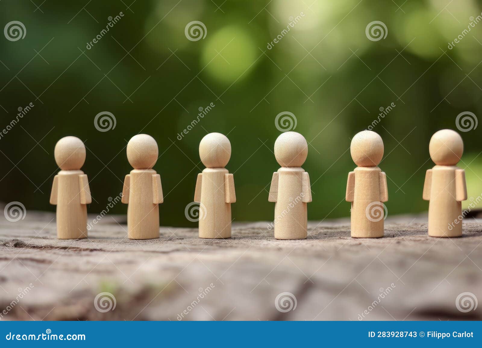 Wooden Figures in Line: Unity and Order Stock Illustration ...