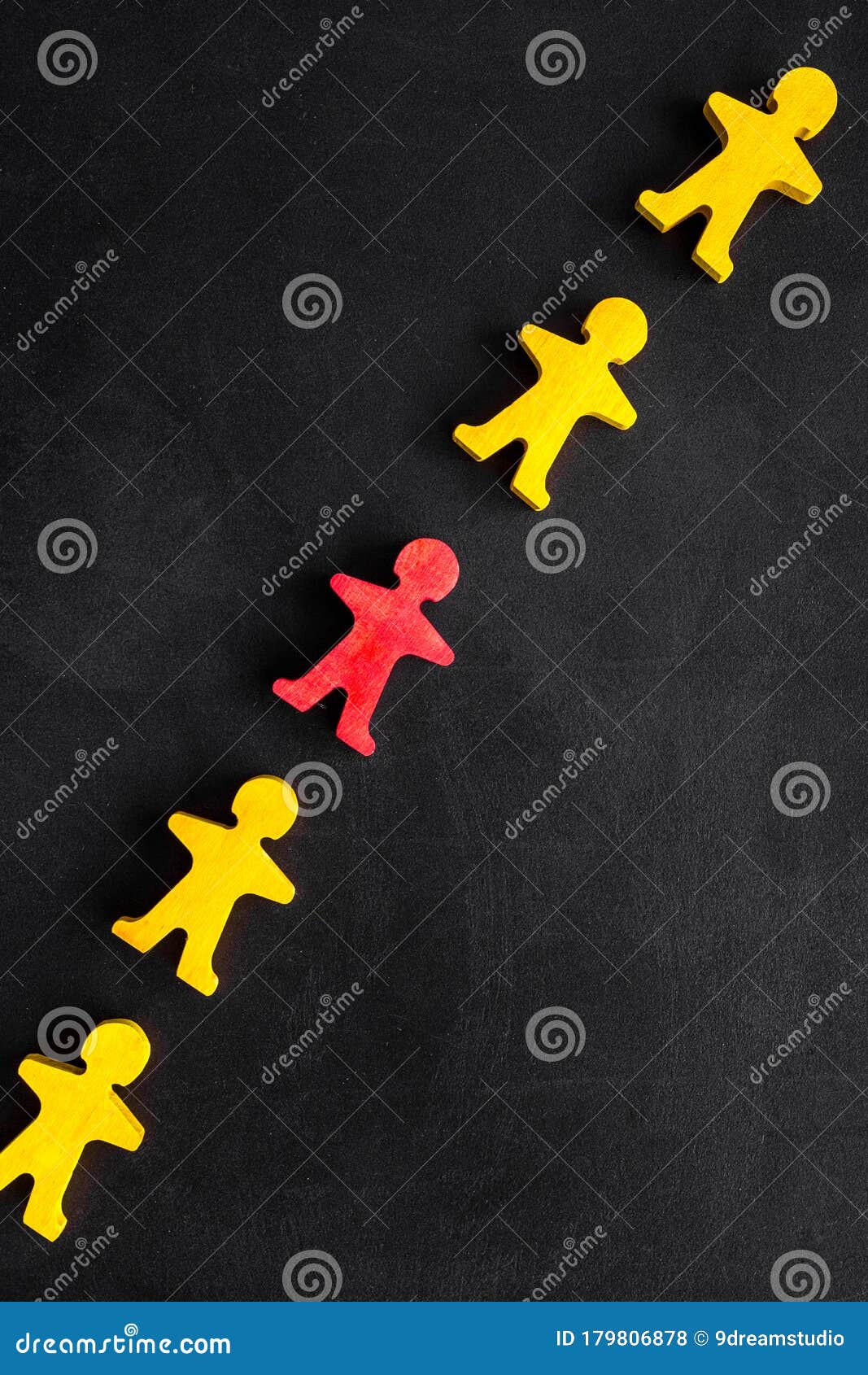 Wooden Figures of People on Black Background Top View. Teamwork ... Wooden Figures of People on Black Background Top View. Teamwork ...