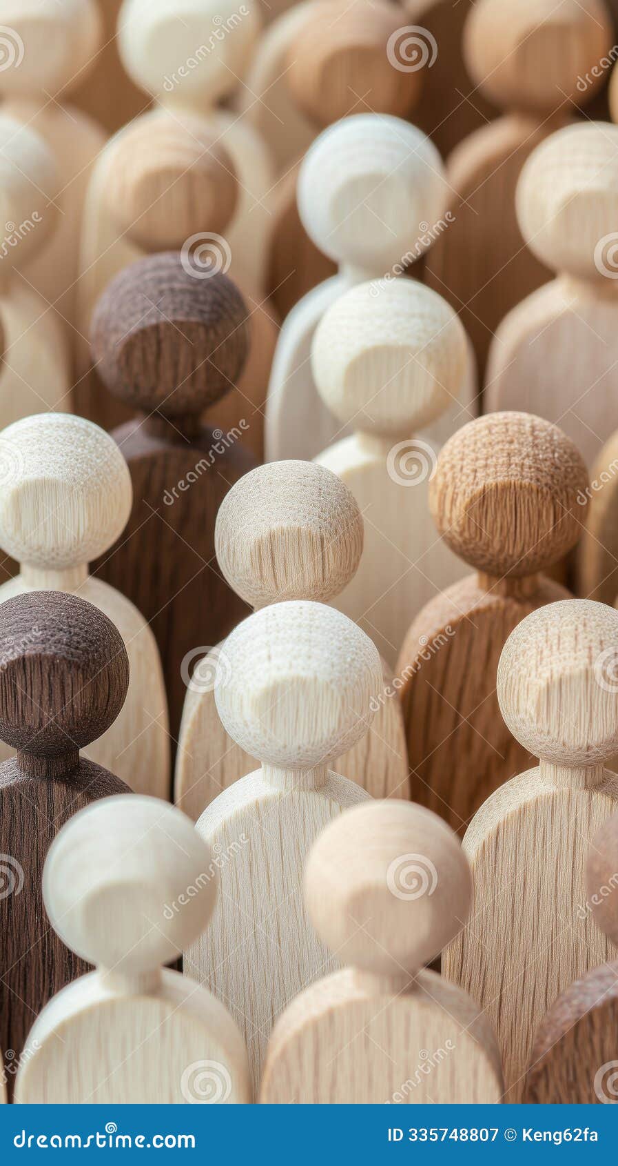 Wooden Figures Representing People with Distinct Faces Create Unique ...