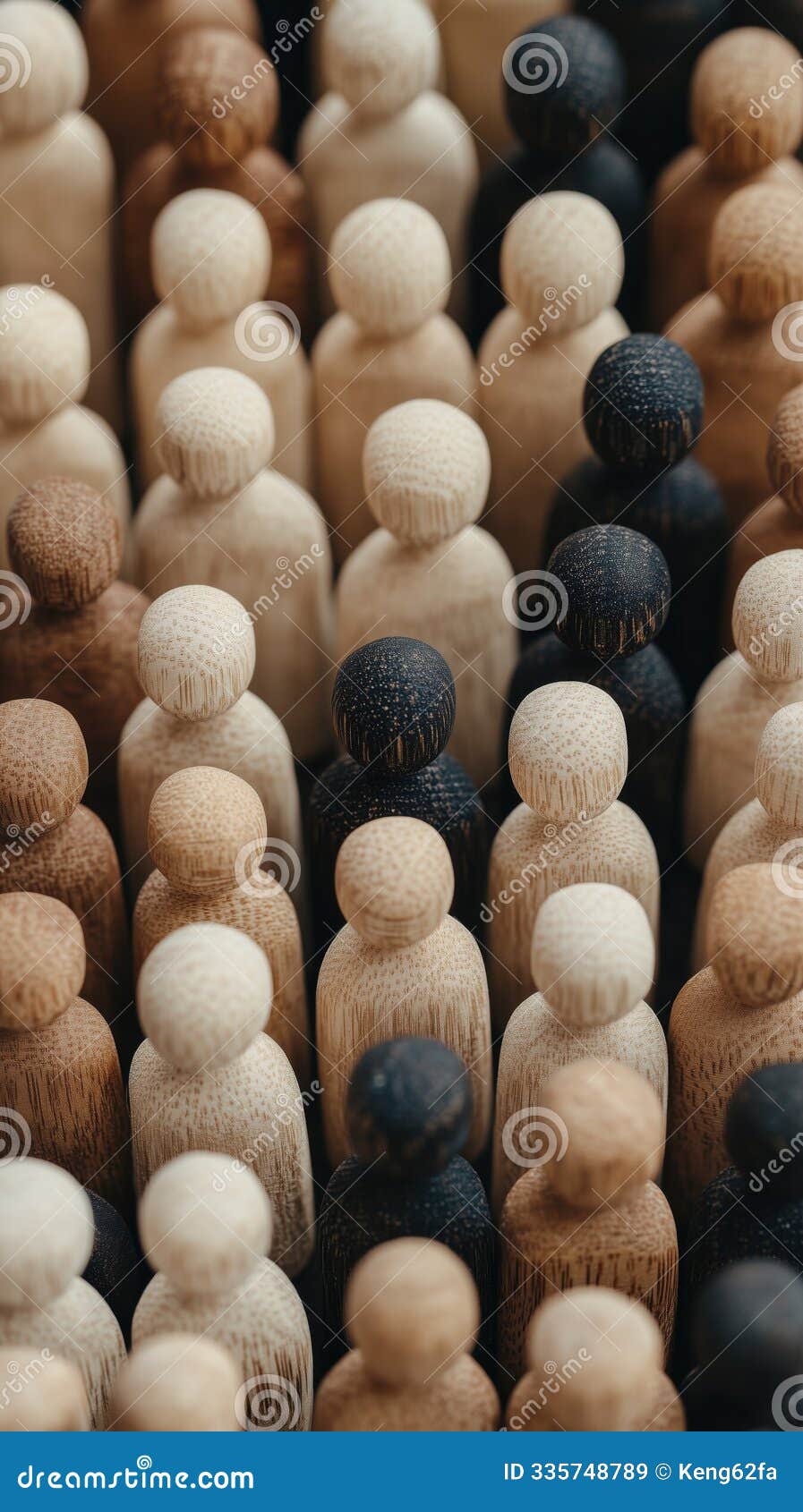 Wooden Figures Representing People with Diverse Faces Create Unique ...