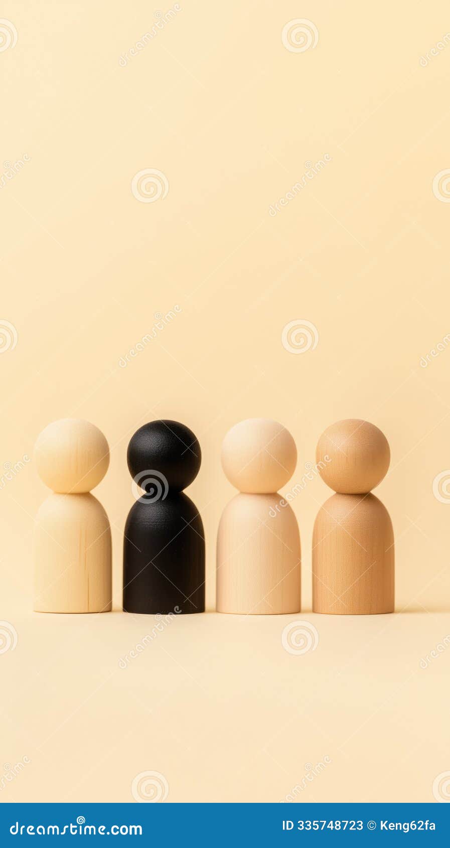 Wooden Figures Representing People in Row, Showcasing Diversity and ...