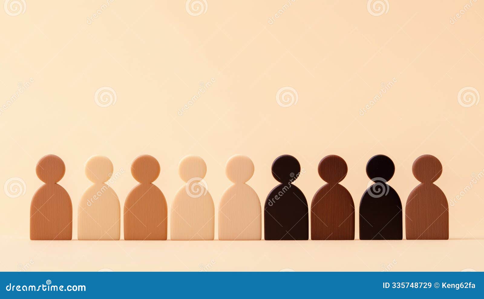 Wooden Figures Representing People in Row Symbolize Diversity and Unity ...