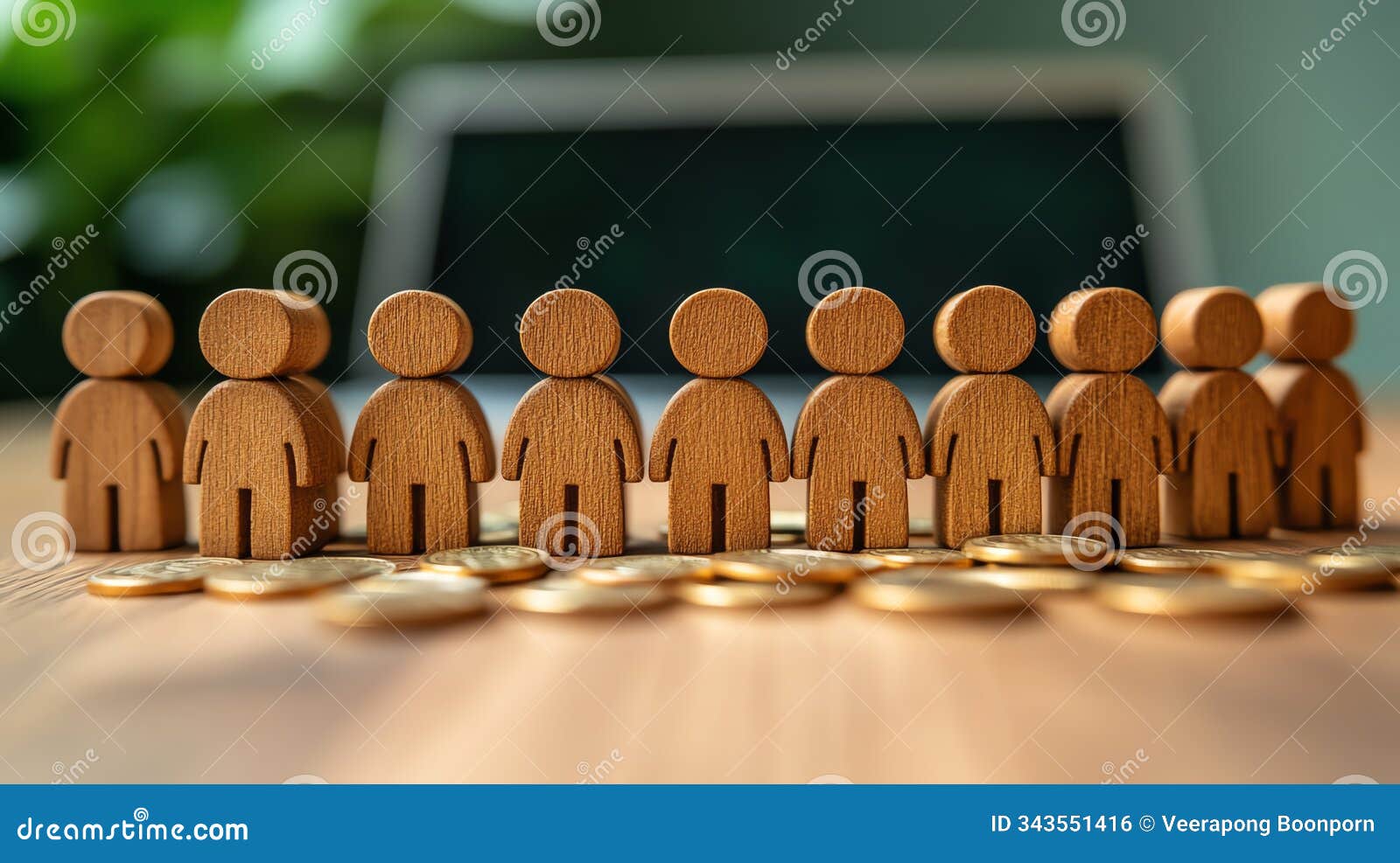 Wooden Figures Representing Teamwork and Collaboration, Isolated on a ...