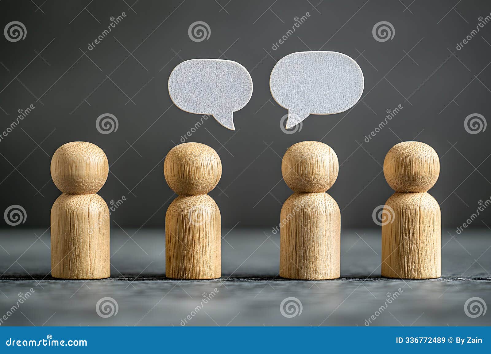 Wooden Figures with Speech Bubbles, Communication and Teamwork Concept ...