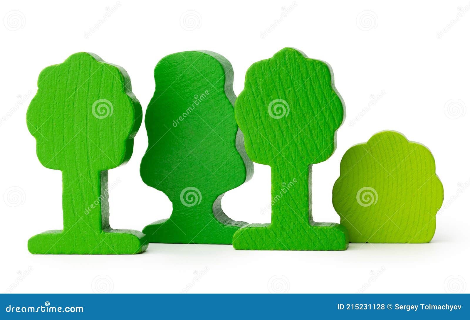 Wooden Figures of Trees Isolated on White Stock Photo - Image of ...