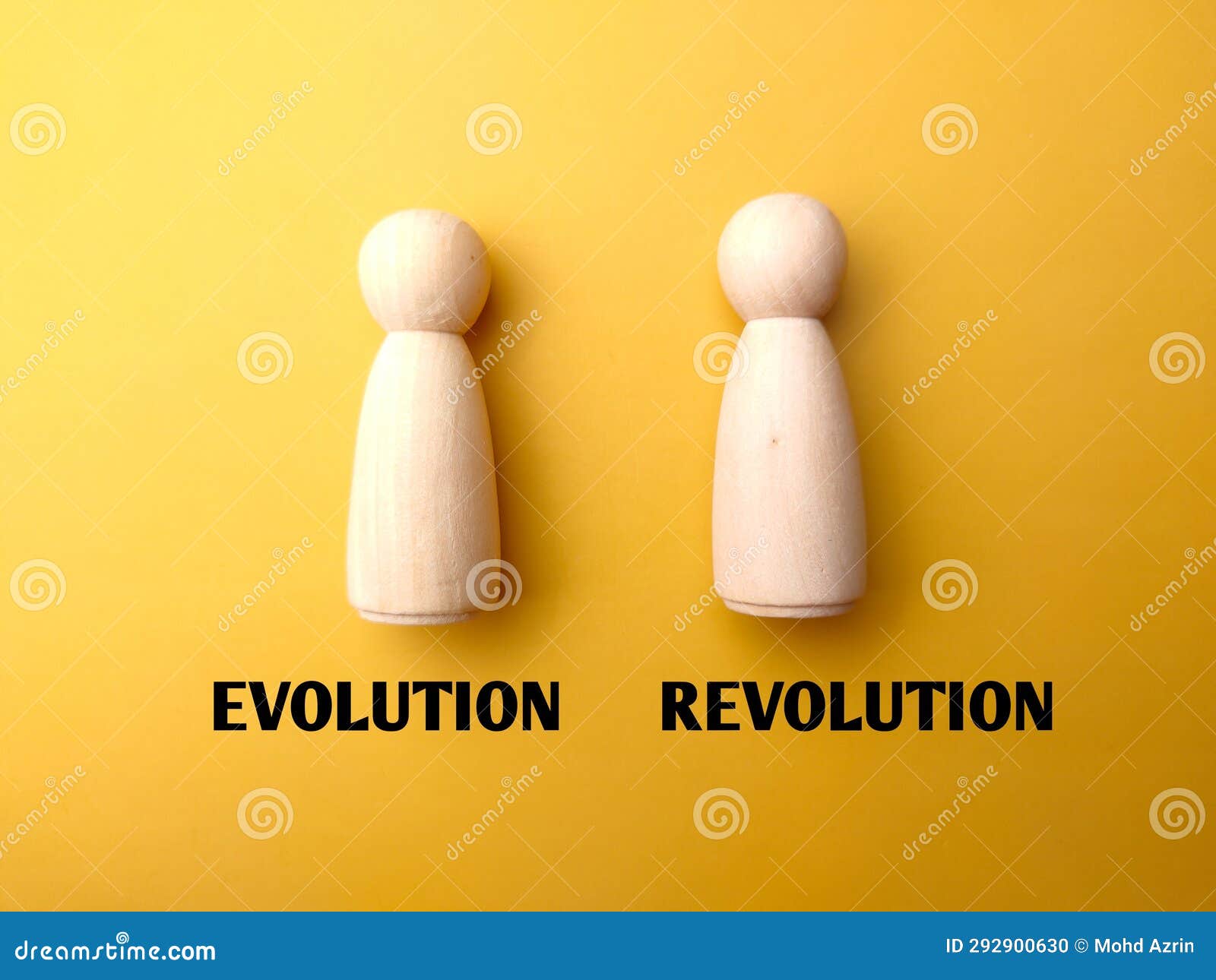 Wooden Figures with the Word EVOLUTION REVOLUTION Stock Photo - Image ...