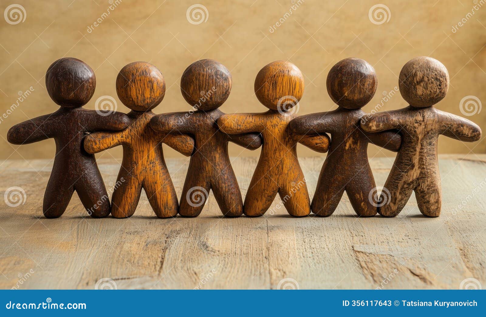 Wooden Figurines Representing Unity and Diversity, Standing Together in ...