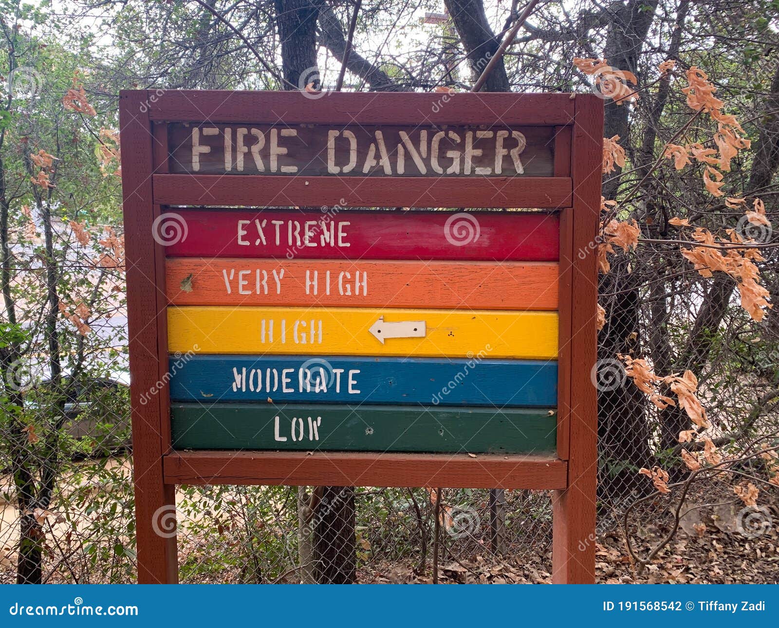 Wooden Fire Danger Sign, High Level Warning Sign Stock Photo - Image of ...