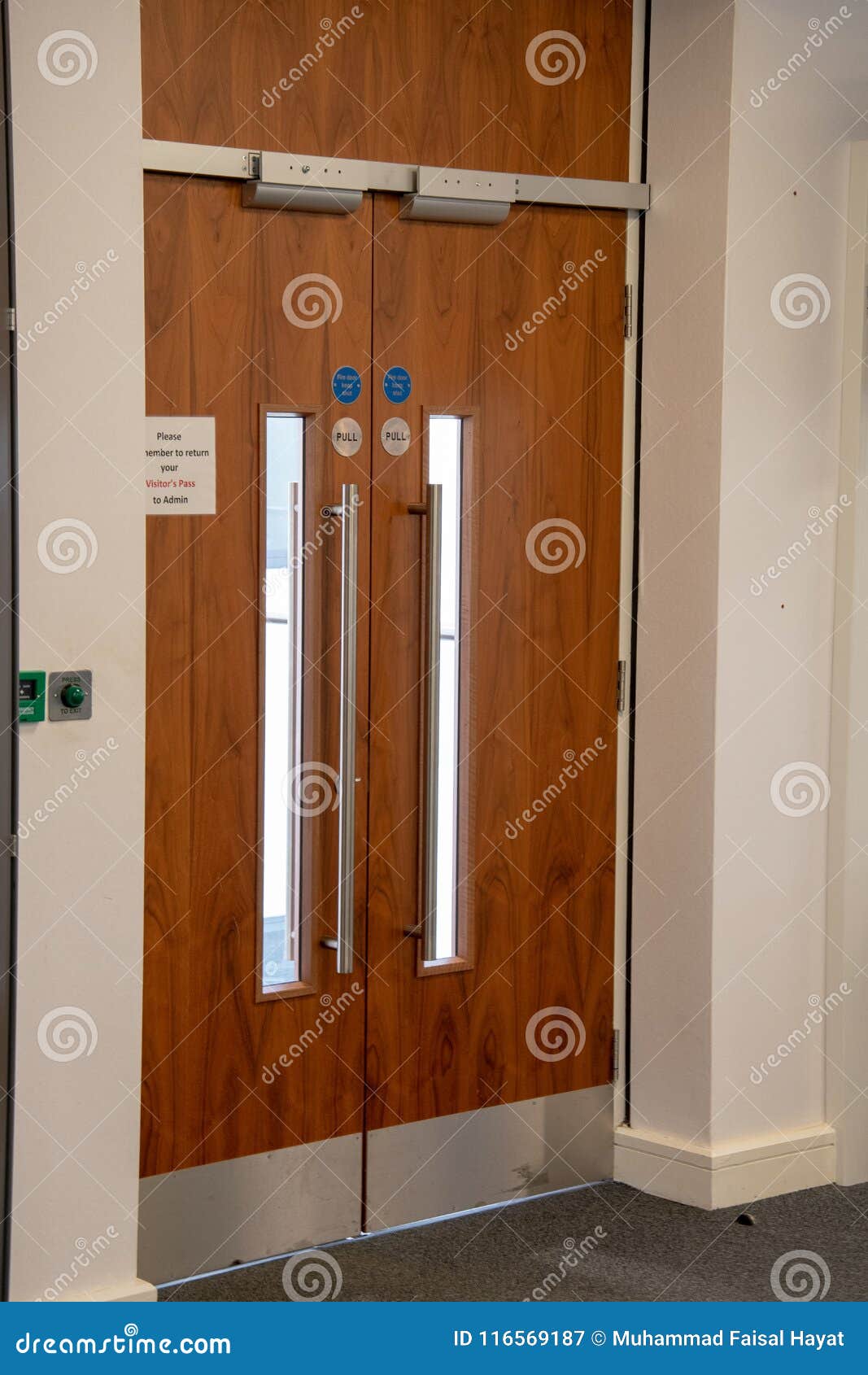 Wooden Fire Exit Door in an Office Building Stock Image - Image of ...