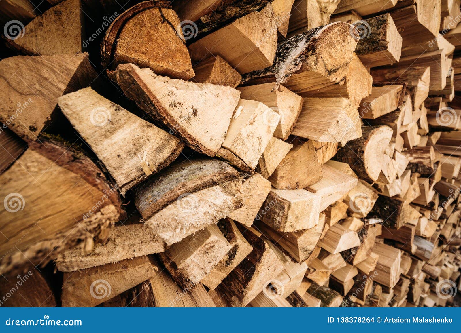 Wooden Firewood Stacked in a Wall Stock Photo - Image of timber, built ...
