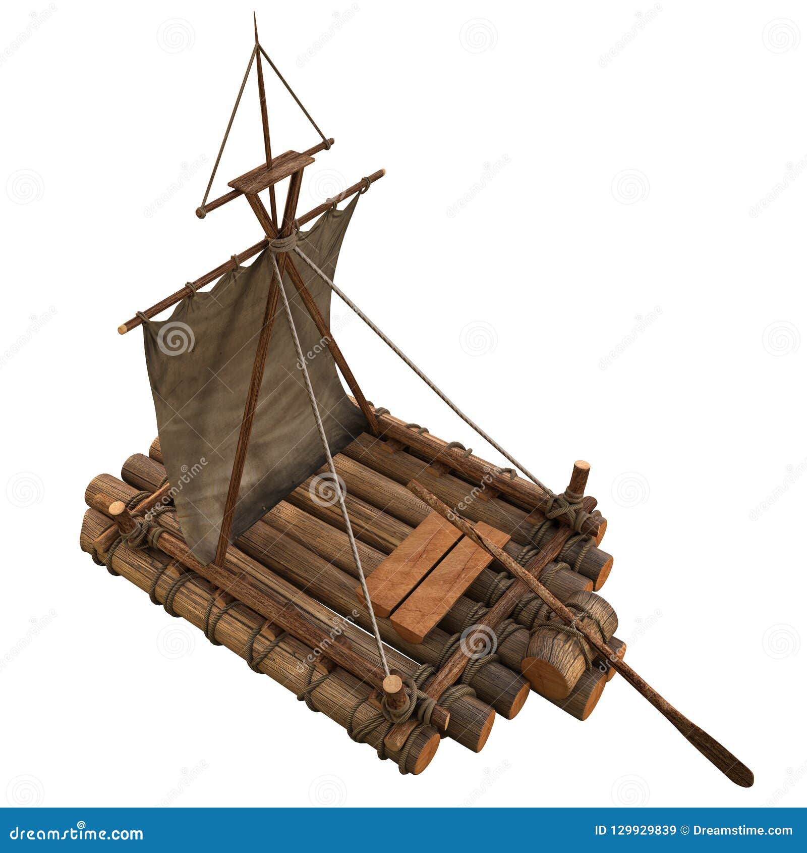Wooden Float Raft Isolated Object 3d Illustration Stock Illustration ...