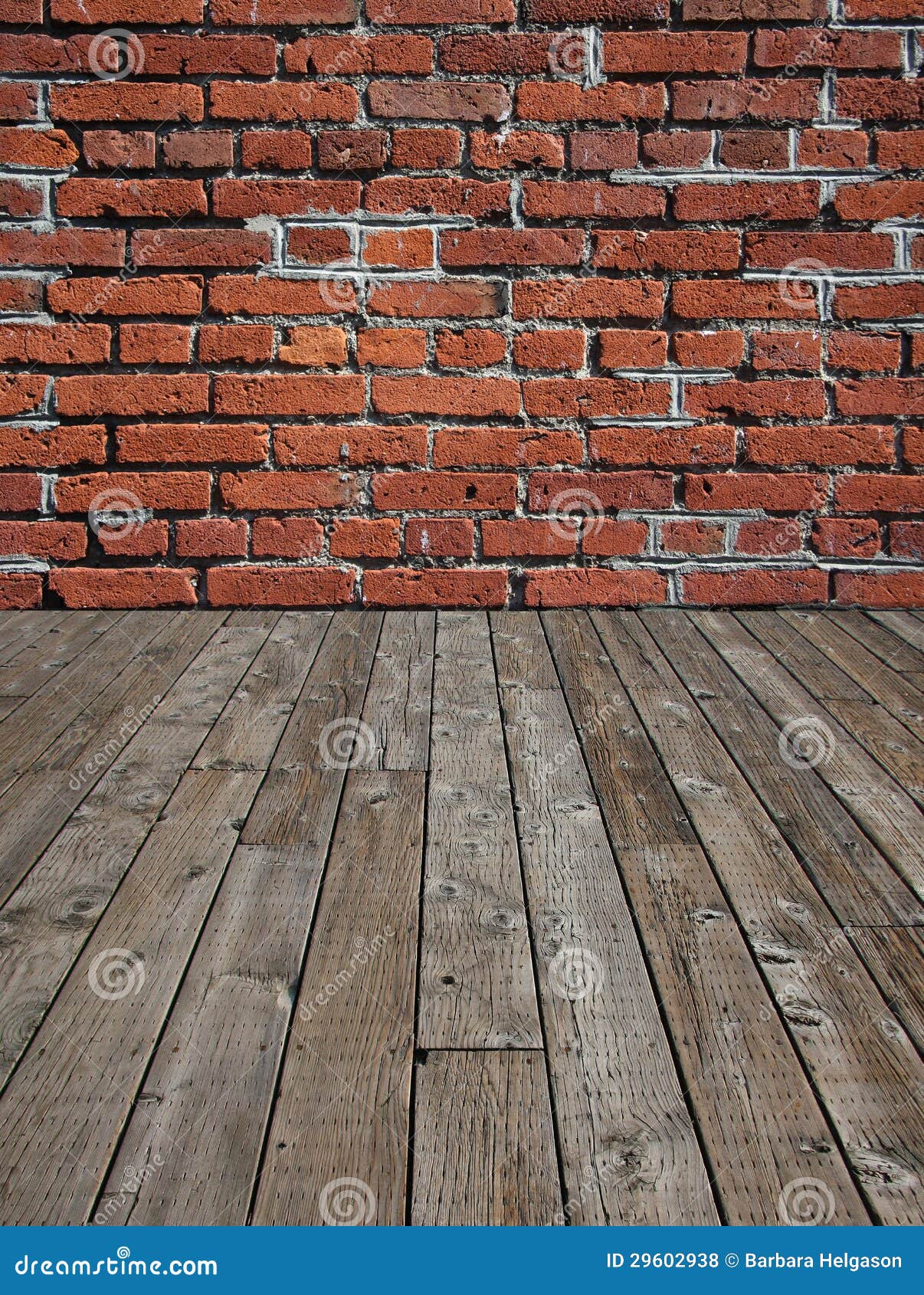 Wooden Floor and Brick Wall. Stock Photo - Image of hard, wall: 29602938