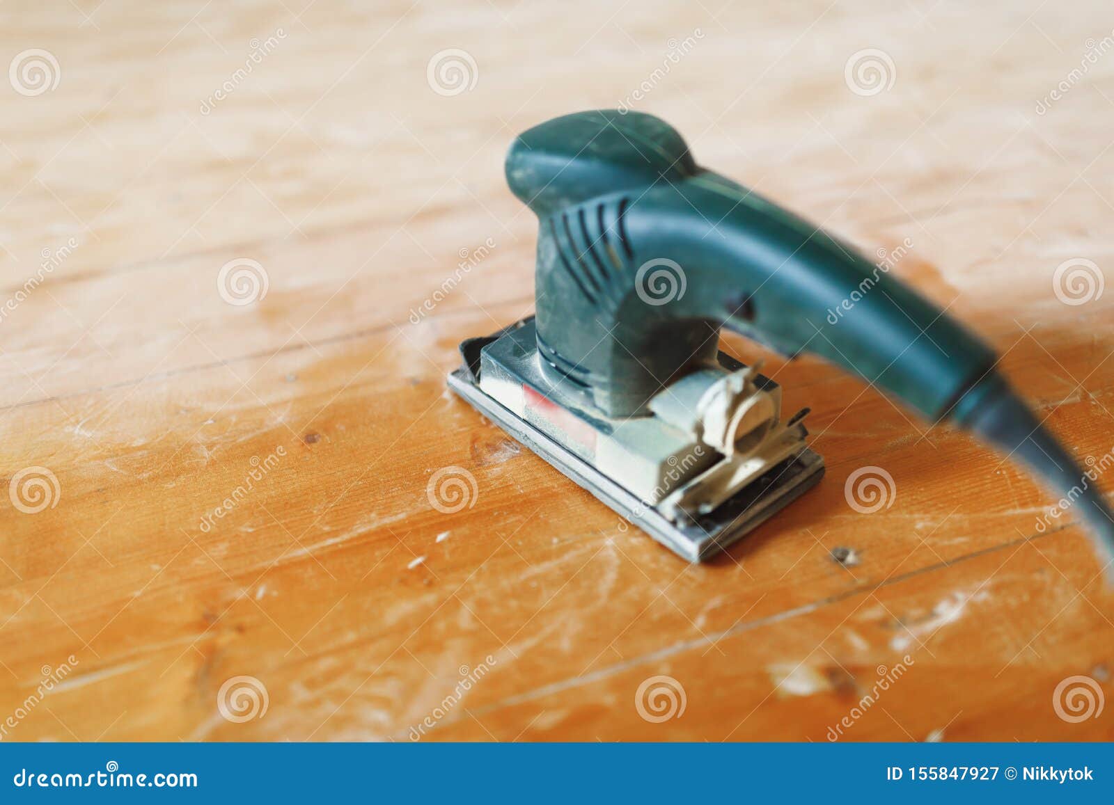 Wooden Floor Sanding with Flat Sander Tool Stock Image - Image of ...