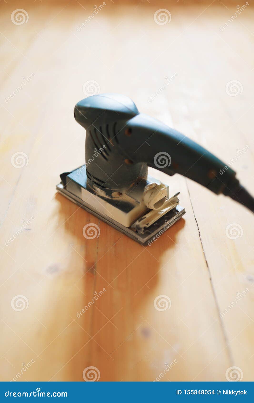 Wooden Floor Sanding with Flat Sander Tool Stock Photo - Image of ...
