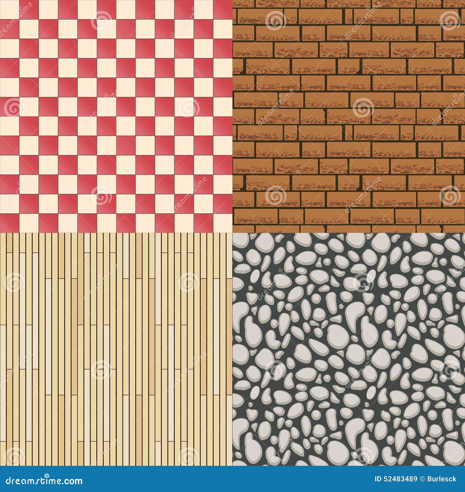 Wooden Floor Texture, Stone Pattern And Tiles Cartoon Vector ...