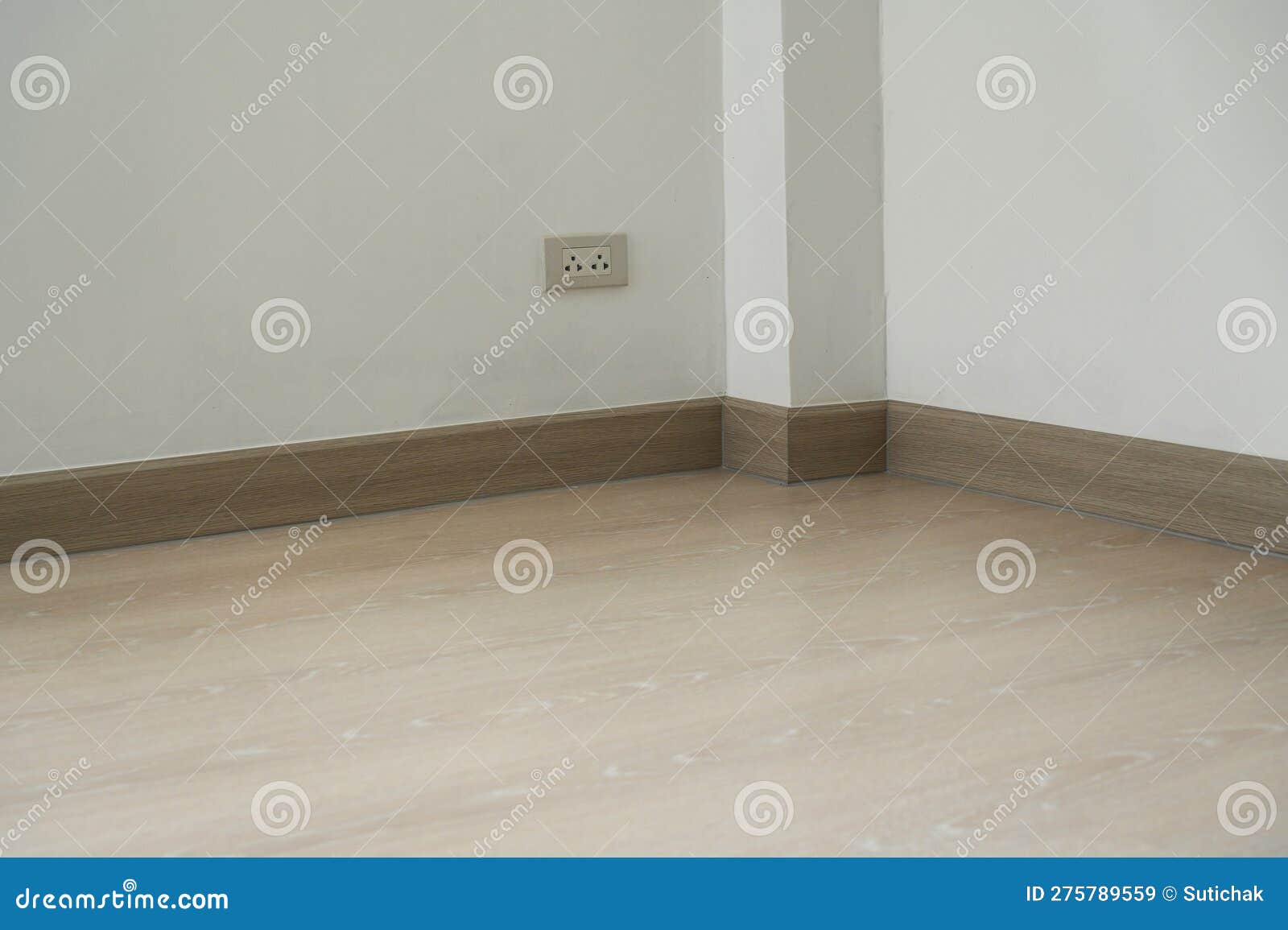 Close Up Brown Wooden Floor and White Wall, Construction Industry Stock ...
