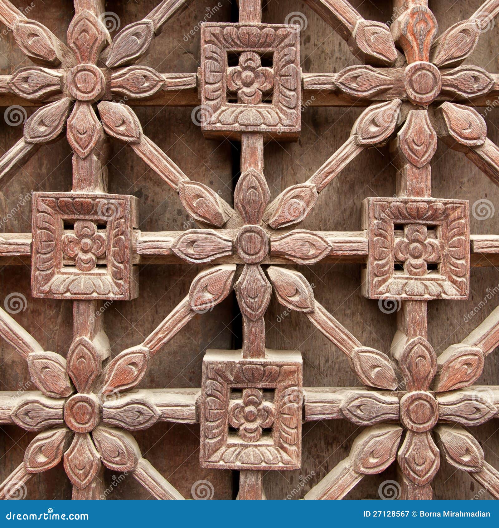 Wooden Flowers in the Latticework Stock Image - Image of lattice ...