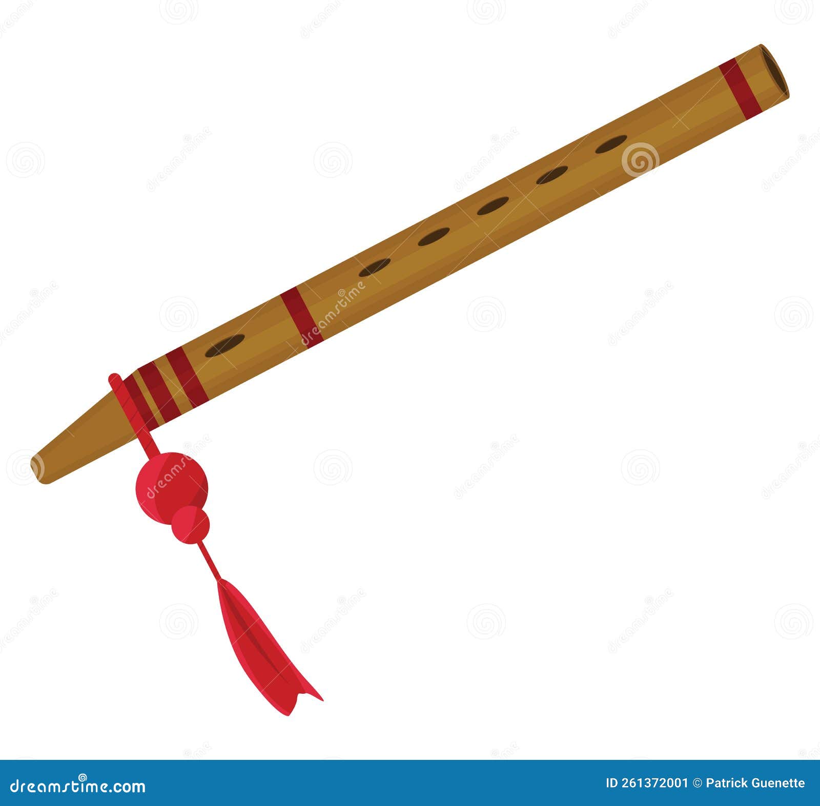Wooden Flute Icon In Cartoon Style On White Background. Musical ...
