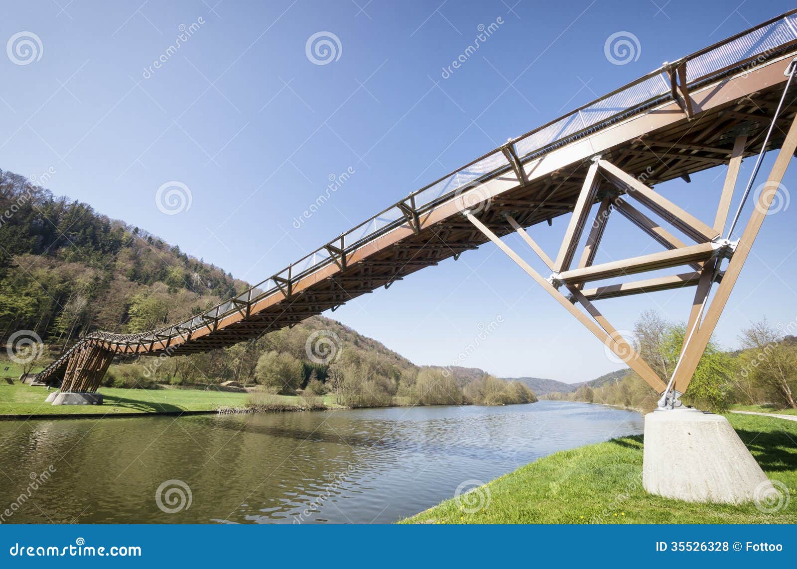 Wooden footbridge stock photo. Image of horizontal, stream - 35526328