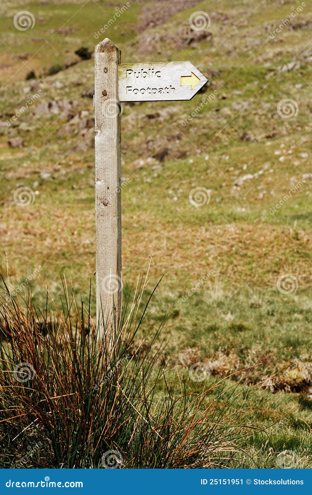 Wooden footpath waymarker stock image. Image of fell - 25151951