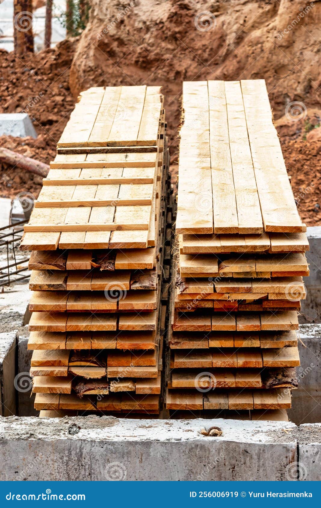 Wooden Formwork Boards Stacked at the Construction Site. Storage of ...