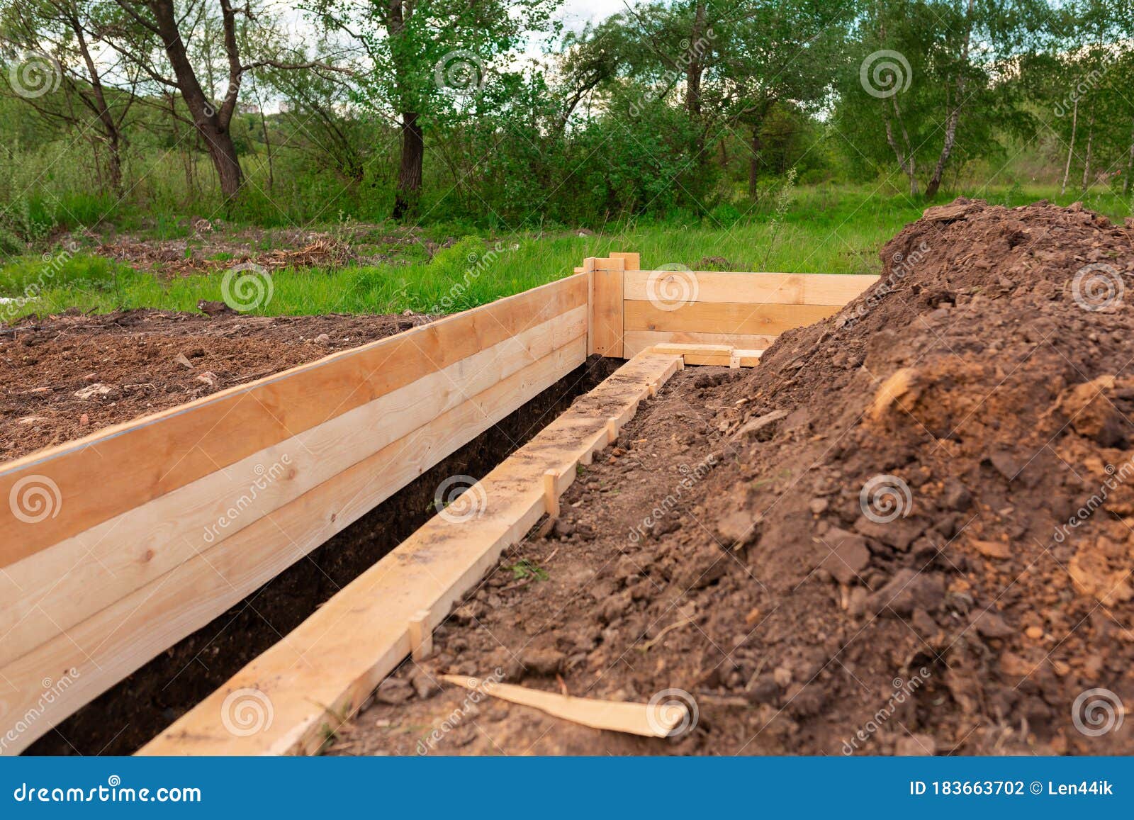 Wooden Formwork for New House Strip Foundation Stock Photo - Image of ...
