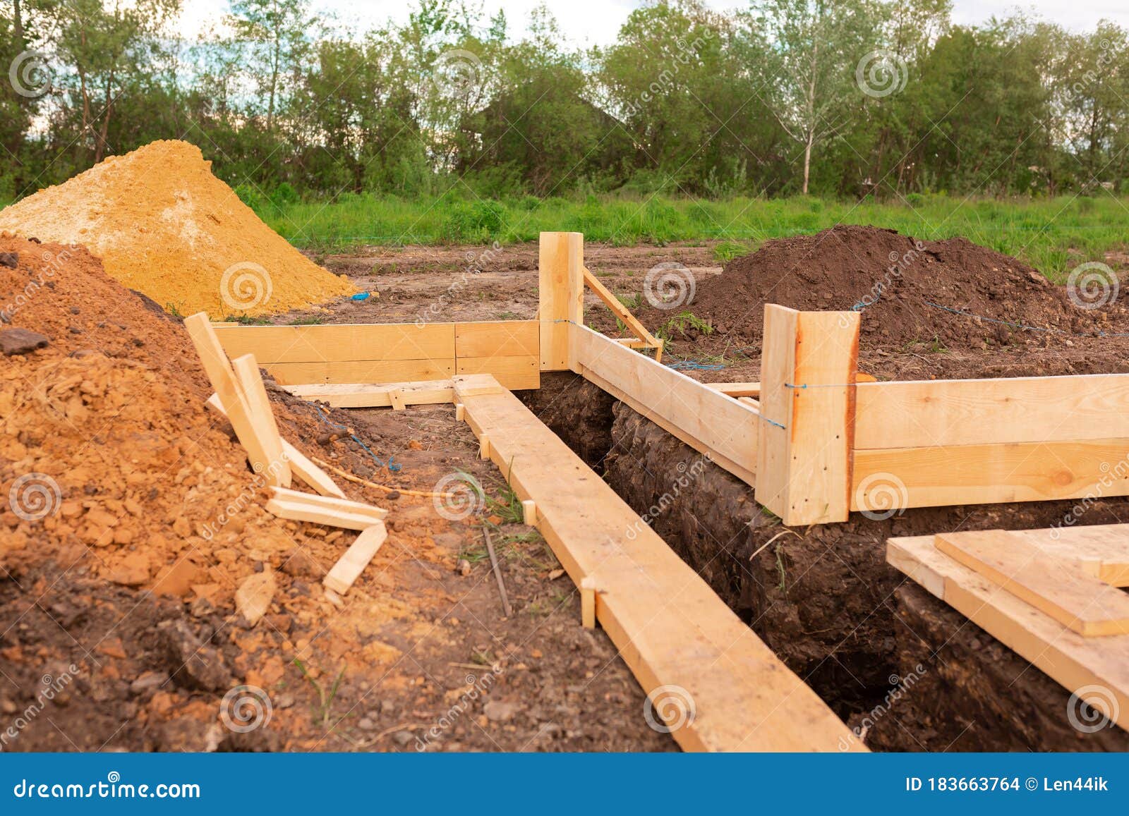 Wooden Formwork for New House Strip Foundation Stock Photo - Image of ...