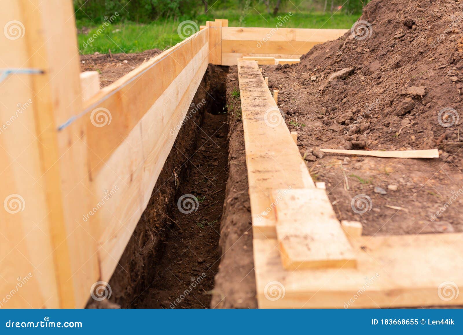 Wooden Formwork for New House Strip Foundation Stock Image - Image of ...