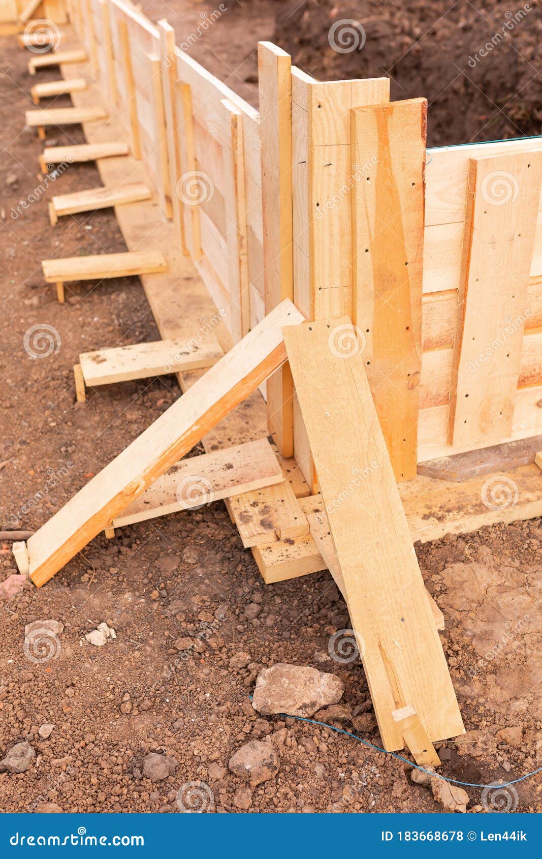 Wooden Formwork for New House Strip Foundation Stock Photo - Image of ...