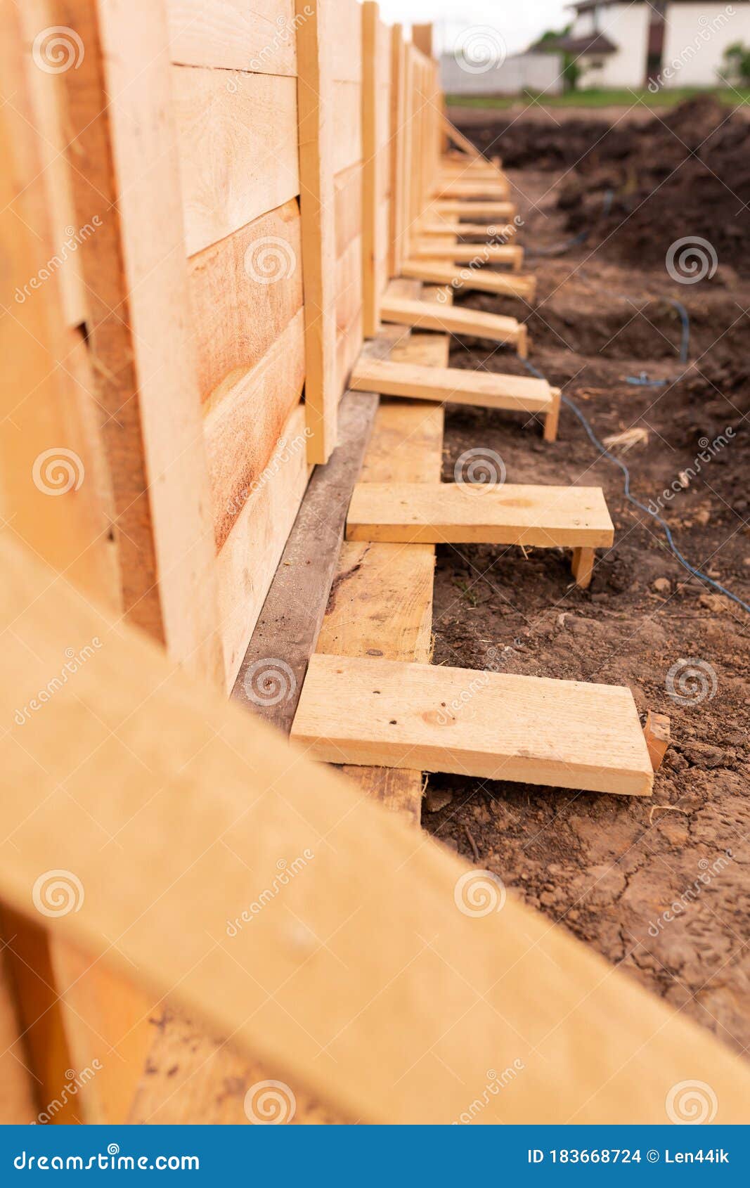 Wooden Formwork for New House Strip Foundation Stock Photo - Image of ...
